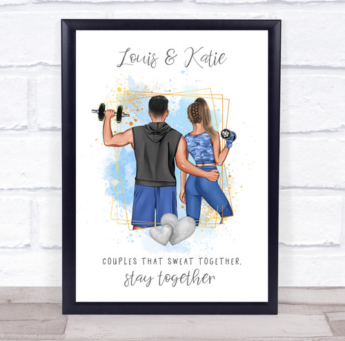 Sweat Together Romantic Gift For Him or Her Personalised Couple Print ...