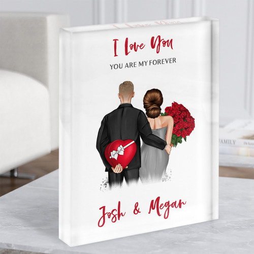 Love You Roses Romantic Gift For Him or Her Personalised Couple Acrylic ...