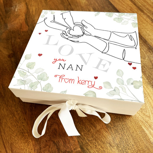Love You Nan Line Hand In Hand Square Keepsake Memory Hamper Gift Box ...