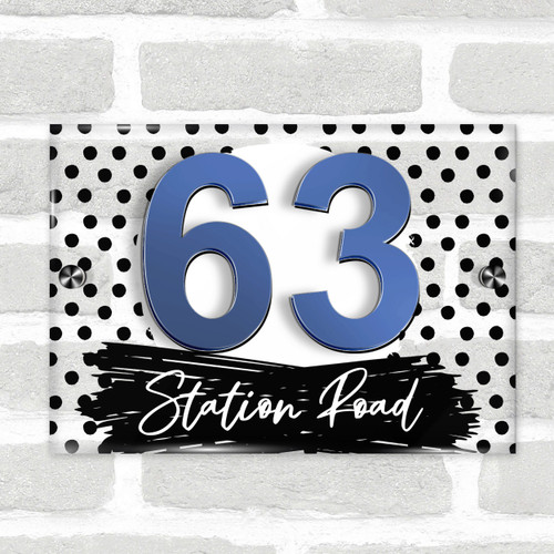 Dot Circle Rough Black And White Acrylic House Address Sign Door Number ...