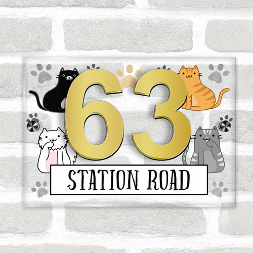 Cats Paw Print 3D Acrylic House Address Sign Door Number Plaque - The ...