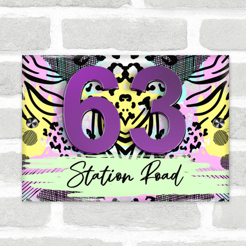 Abstract Pastels Pattern 3D Acrylic House Address Sign Door Number ...