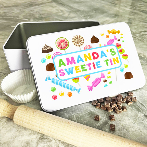 Personalised Sweetie Bright Icons Biscuit Sweets Cake Treat Cake Tin ...