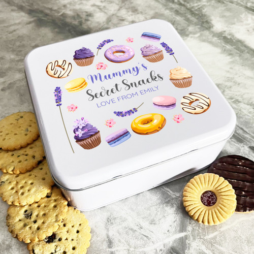 Personalised Square Mummy's Secret Snacks Sweets Biscuit Sweets Cake ...