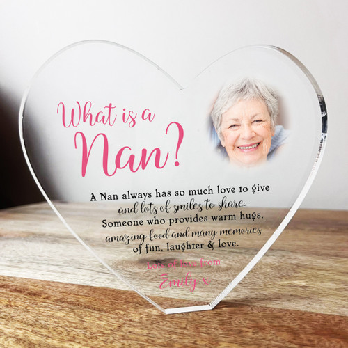 What Is A Nan Poem Photo Clear Heart Shaped Personalised Gift Acrylic ...