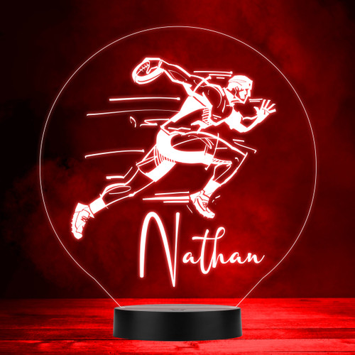 Rugby Player Running Sports Fan Led Lamp Personalised Gift Night Light ...