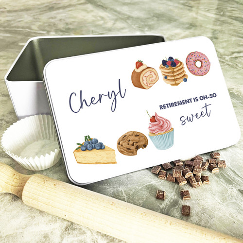 Watercolour Pastry Treats Retirement Sweet Rectangle Personalised Treat ...
