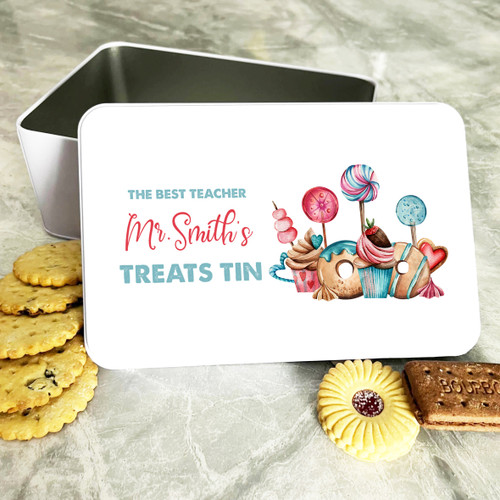 Watercolour Treats Best Teacher Rectangle Personalised Treat Tin - The ...