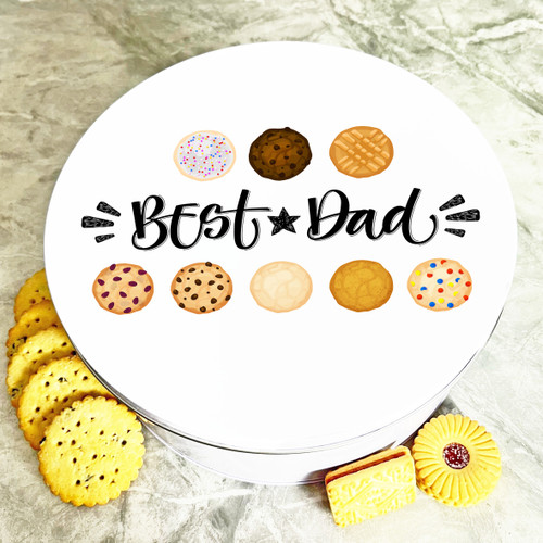 Round Best Dad Cookies Personalised Biscuit Tin - The Card Zoo