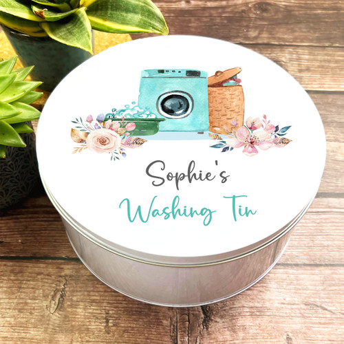 Round Flowers Pink Pretty Washing Machine Laundry Personalised Tin ...