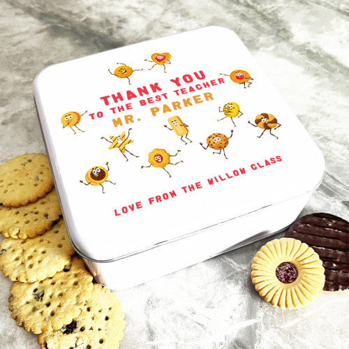 Square Funny Dancing Cookies Best Teacher Personalised Biscuit Tin ...