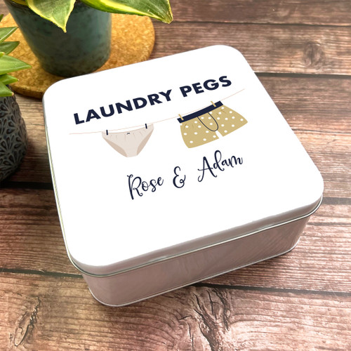 Square Boxers and Knickers Laundry Pegs Personalised Washing Tin - The ...