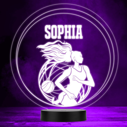 Girl Playing Netball Sports and Fitness Fan Personalised LED Colour ...