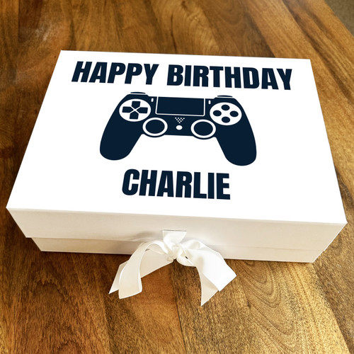 Navy Gaming Controller Gamer Player Happy Birthday Personalised Hamper ...
