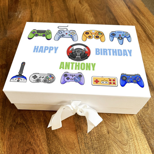 Colourful Gaming Controllers Happy Birthday Personalised Hamper Gift ...