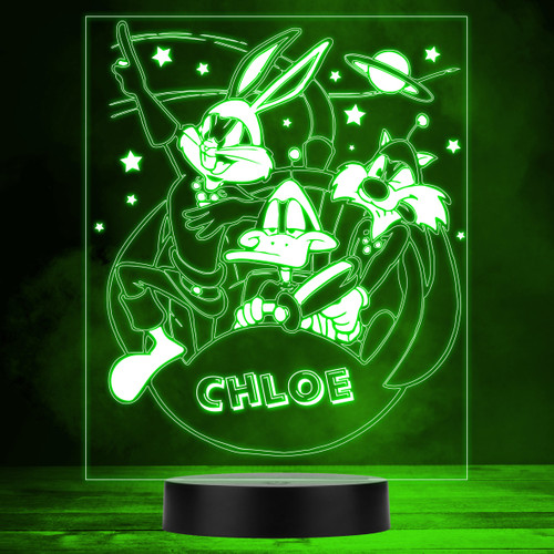 Space Looney Tunes Stars Kids Personalised Gift Colour Changing Night ...