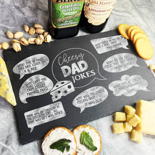 Cheesy Dad Jokes Father's Day Birthday Personalised Rectangle Slate ...