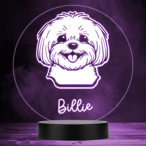 Bichon Dog Pet Silhouette Colour Changing Personalised Gift LED Lamp ...