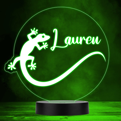 Lizard Round Colour Changing Personalised Gift LED Lamp Night Light ...