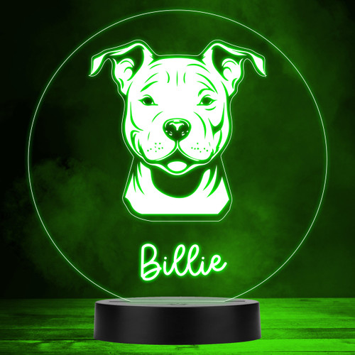Pitbull Dog Pet Silhouette Multicolour Personalised Gift LED Lamp Night ...