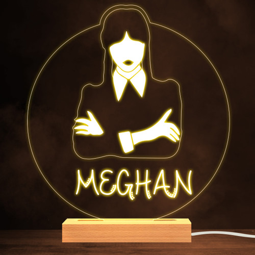 Wednesday Addams Family Silhouette Warm White Lamp Personalised Gift ...