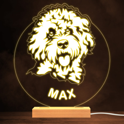 Cockapoo Dog Pet Silhouette Warm White Lamp Personalised Gift Night ...