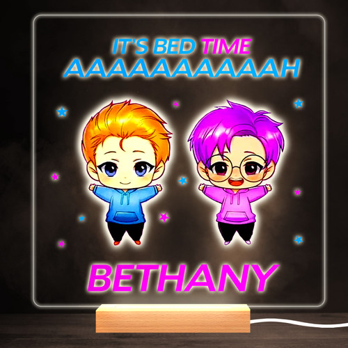 Lanky Box Bed Time Colourful Square Personalised Gift LED Lamp Night ...