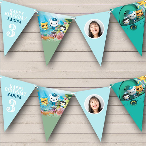Octonauts Kids Cartoon Birthday Photo Age Personalised Party Banner ...