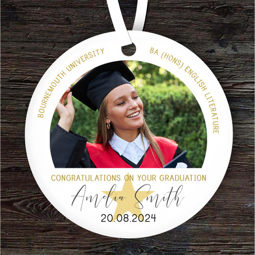 Congratulation Graduation Photo Gold Star Personalised Gift Hanging ...