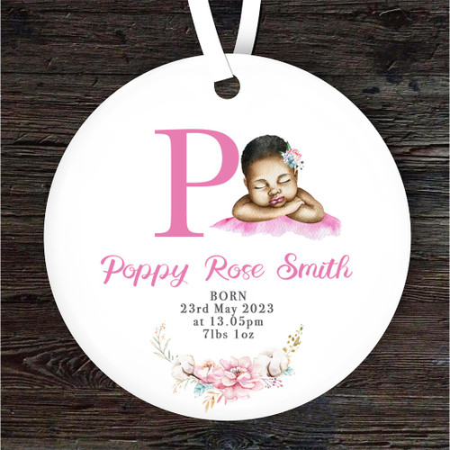 New Baby Girl Dark Skin New Baby Letter P Personalised Gift Hanging ...