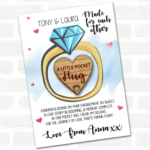 hole Heart Happy Engagement Congratulations Personalised Gift Pocket ...