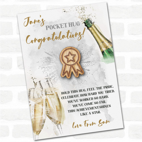 Winning Star Badge Champagne Congratulations Personalised Gift Pocket ...