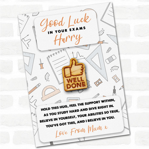Thumbs Up Well Done Good Luck In Your Exams Personalised Gift Pocket ...