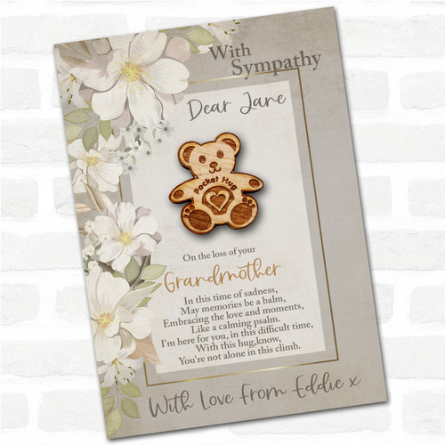 Teddy Bear Sympathy Sorry For Your Loss Personalised Gift Pocket Hug ...