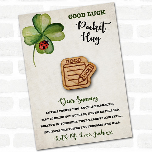 Good Luck Pencil Writing Note Clover Ladybird Good Luck Personalised ...