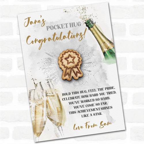 Star Winner Badge Champagne Congratulations Personalised Gift Pocket ...