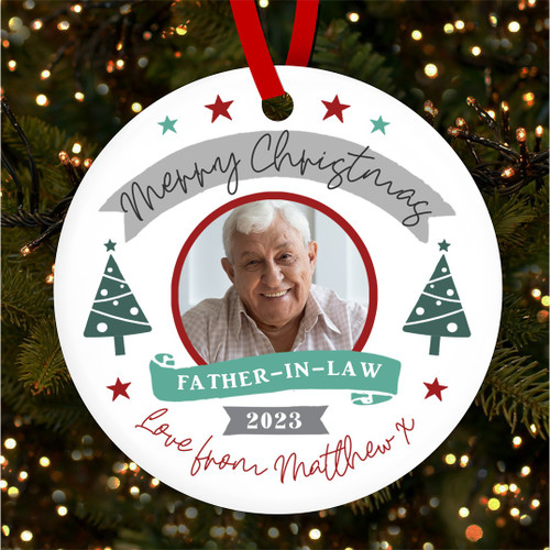 Father-In-Law Photo Trees Stars Personalised Christmas Tree Ornament ...