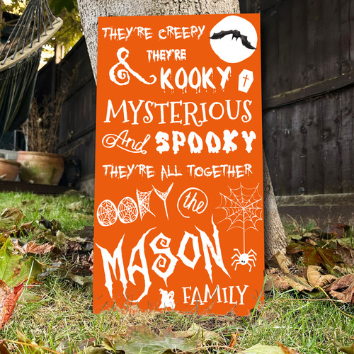 Addams Family Song Spooky Orange and White Personalised Decoration ...