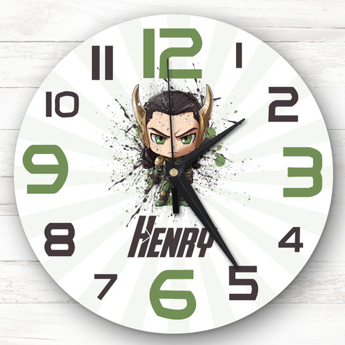 Baby Loki Superhero Boys Room Custom Gift Personalised Clock - The Card Zoo
