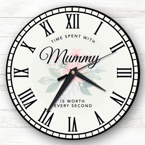 Time Spent With Mummy Pink Floral Personalised Gift Personalised Clock ...