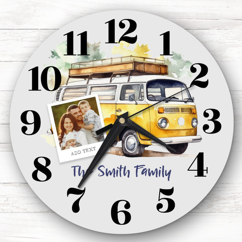 Vw Camper Van Photo Family Personalised Gift Personalised Clock - The ...