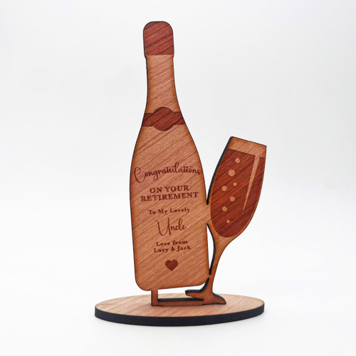 Uncle Retirement Champagne With Glass Congratulations Keepsake ...