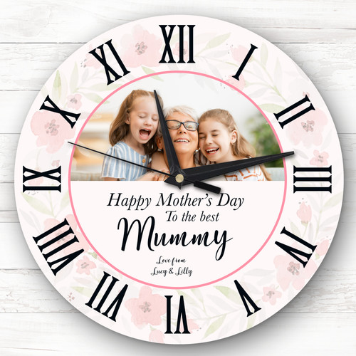 Mummy Semicircle Floral Photo Mother's Day Gift Personalised Clock ...