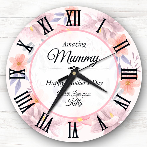 Amazing Mummy Floral Mother's Day Gift Personalised Clock - The Card Zoo