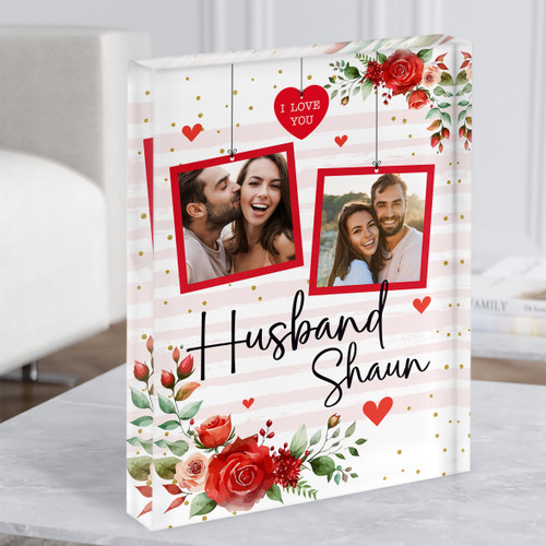 Gift For Husband Floral Red Hanging Photo Frames Personalised Acrylic ...