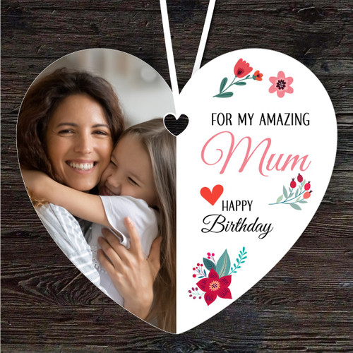 Amazing Mum Half Heart Photo Birthday Gift Heart Personalised Hanging ...