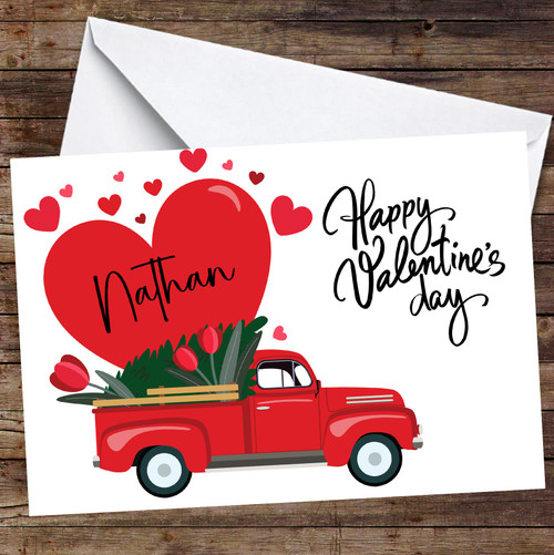 Personalised Red Love Truck Valentine's Day Card - The Card Zoo