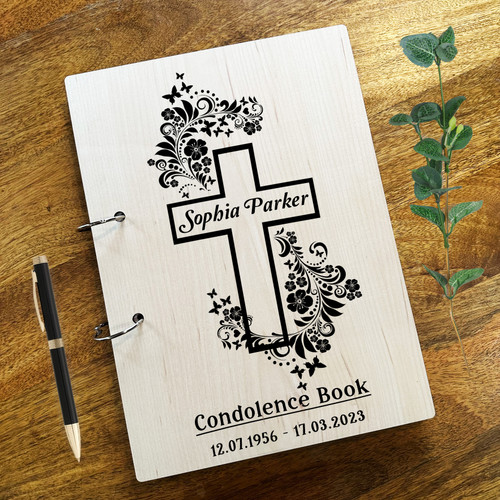 Floral Cross Butterflies Sympathy In Loving Memory Funeral Condolence ...