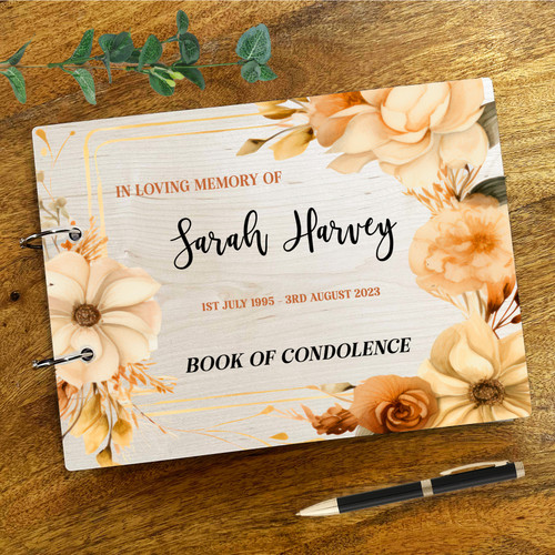 Wood Autumn Cream Floral Sympathy In Loving Memory Funeral Condolence ...