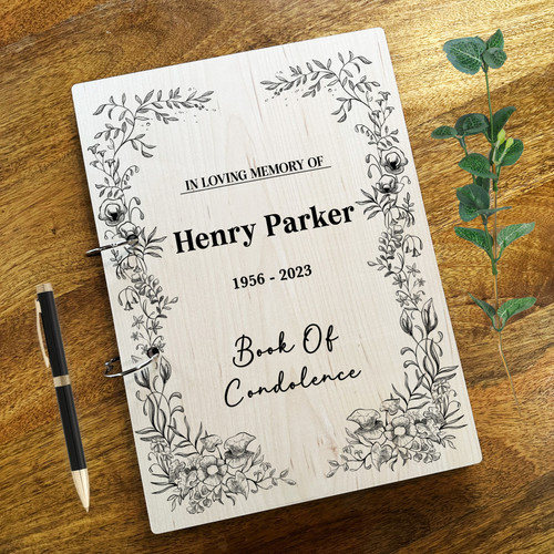 Wood Black Floral Frame Sympathy In Loving Memory Funeral Condolence ...